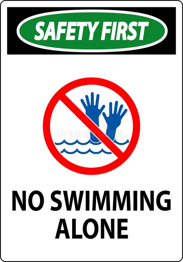 Pool Safety First Sign, No Swimming Alone Stock Vector - Illustration ...