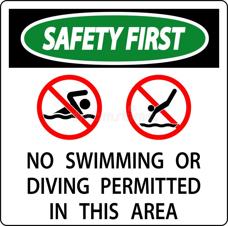 Pool Safety First Sign No Swimming or Diving Permitted in this Area ...