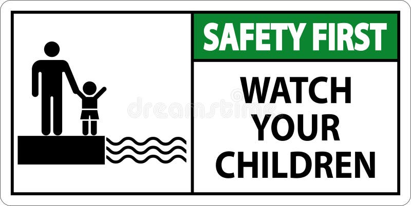 Pool Safety First Sign, Watch Your Children Stock Illustration ...