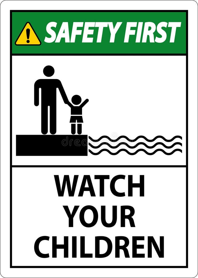 Pool Safety First Sign, Watch Your Children Stock Vector - Illustration ...