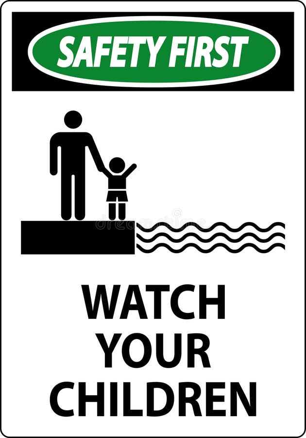 Pool Safety First Sign, Watch Your Children Stock Vector - Illustration ...