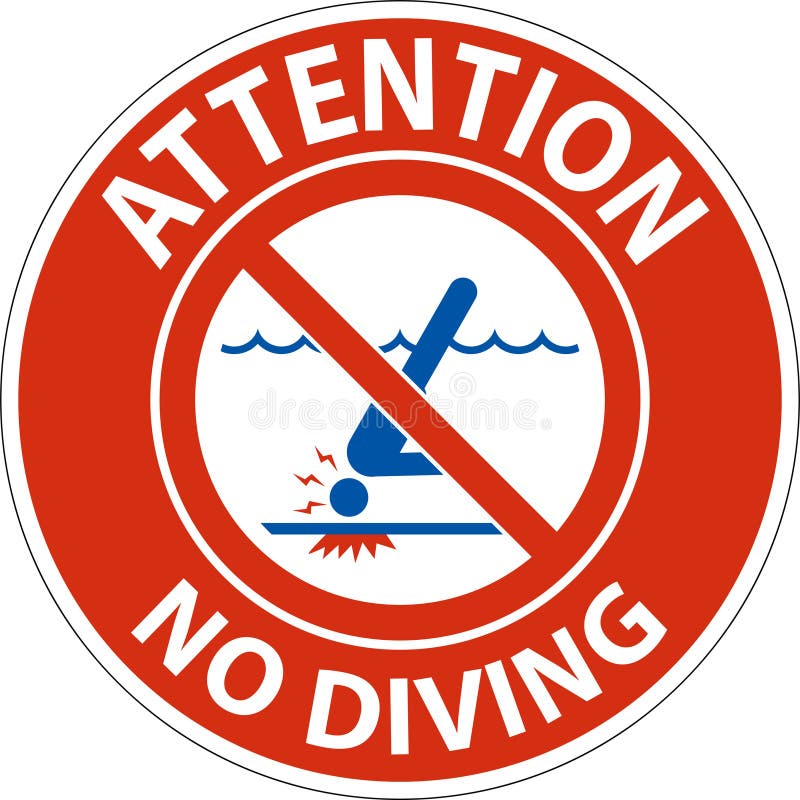 Pool Safety Sign Attention, No Diving Stock Vector - Illustration of ...