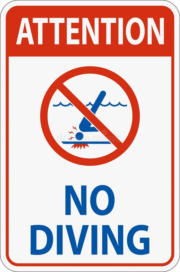 Pool Safety Sign Attention, No Diving Stock Vector - Illustration of ...