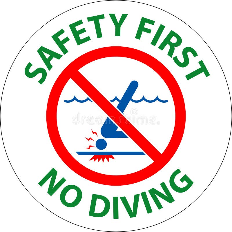 Pool Safety Sign Attention, No Diving Stock Vector - Illustration of ...