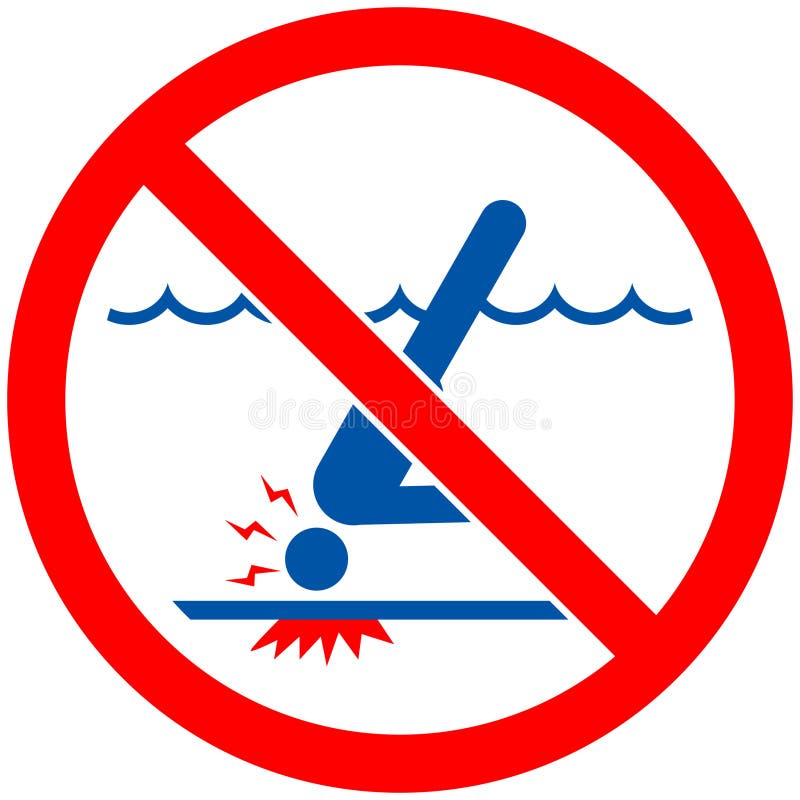 Pool Safety Sign Attention, No Diving Stock Vector - Illustration of ...