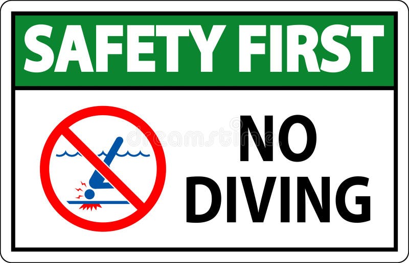 Pool Safety Sign Attention, No Diving Stock Vector - Illustration of ...
