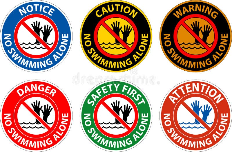 Pool Safety Sign Attention, No Swimming Alone Stock Vector ...
