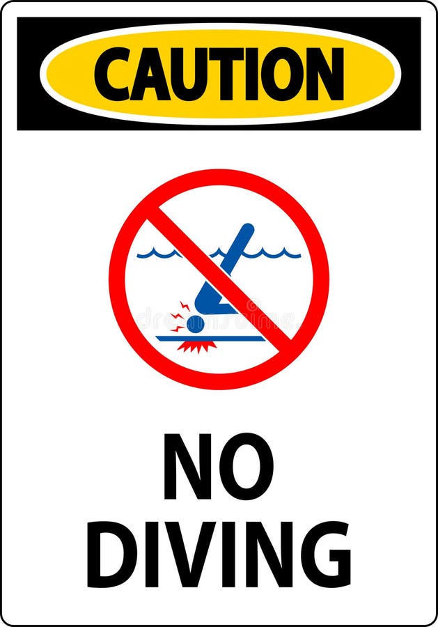 Pool Safety Sign Caution, No Diving Stock Vector - Illustration of ...