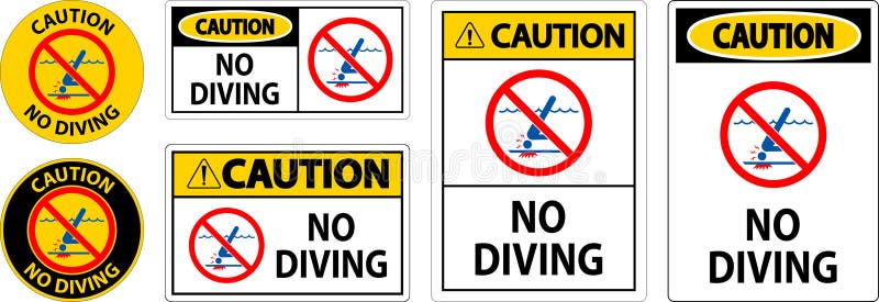 Pool Safety Sign Caution, No Diving Stock Vector - Illustration of ...