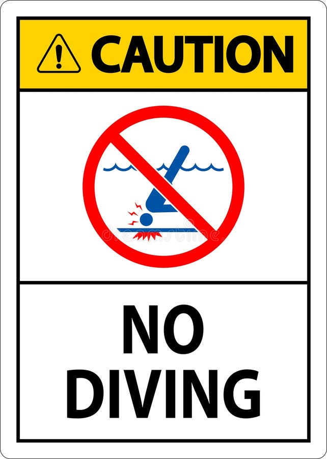 Pool Safety Sign Caution, No Diving Stock Vector - Illustration of jump ...