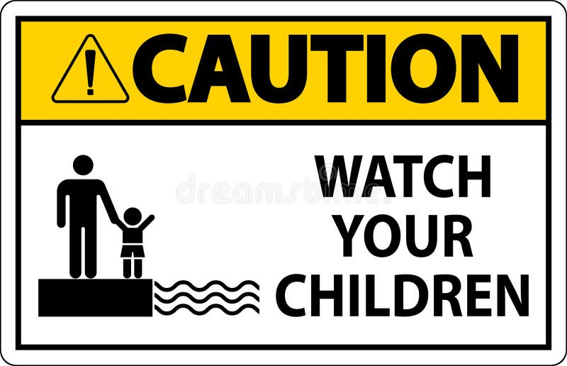 Pool Safety Sign Caution, Watch Your Children Stock Vector ...