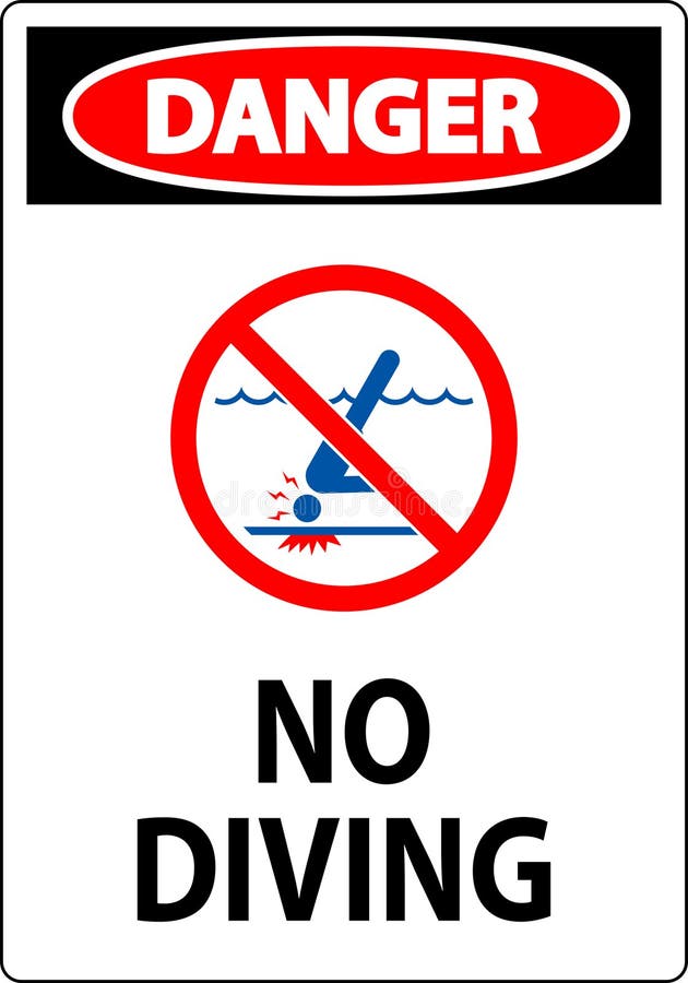Pool Safety Sign Danger, No Diving Stock Vector - Illustration of pool ...