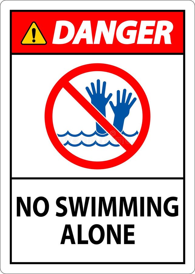 Pool Safety Sign Danger, No Swimming Alone Stock Vector - Illustration ...