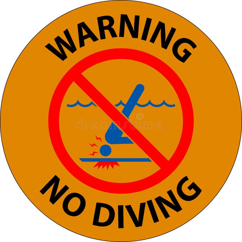 Pool Safety Sign Warning, No Diving Stock Vector - Illustration of ...