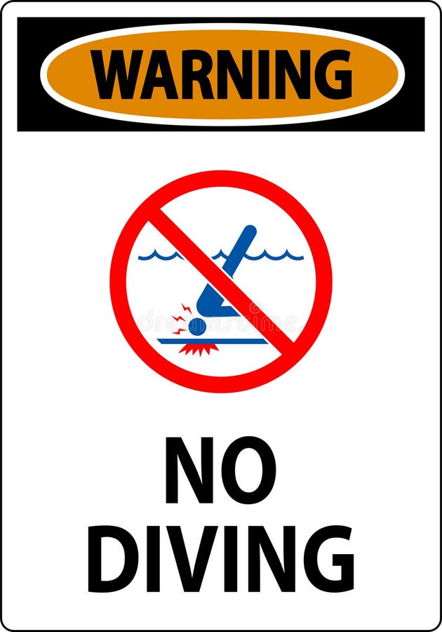 Pool Safety Sign Warning, No Diving Stock Vector - Illustration of deep ...