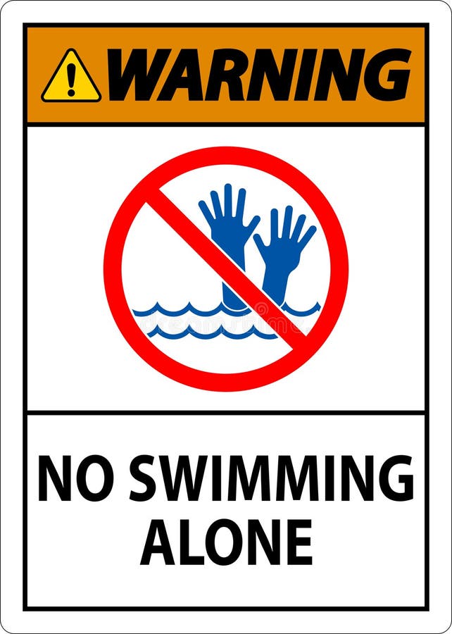 Pool Safety Sign Warning, No Swimming Alone Stock Vector - Illustration ...