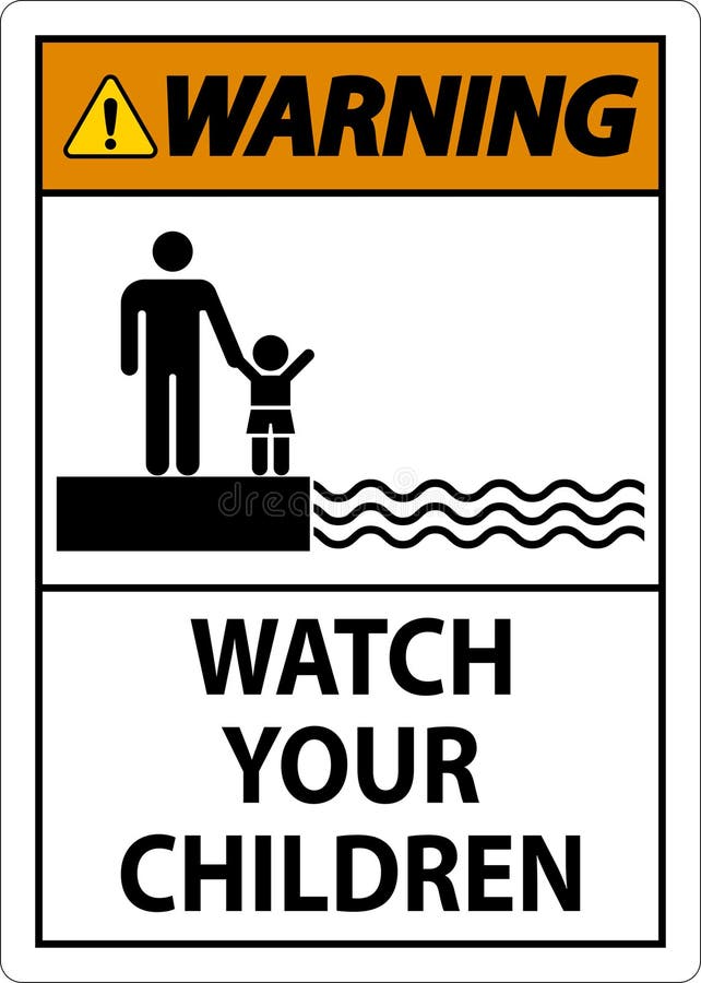 Pool Safety Sign Warning, Watch Your Children Stock Vector ...
