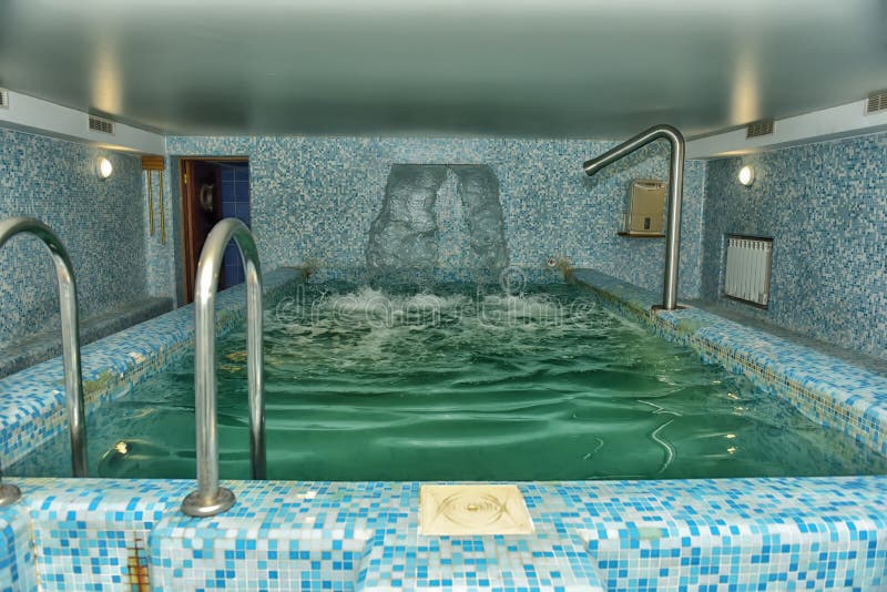 Pool in the sauna stock photo. Image of indoor, relax - 66708418
