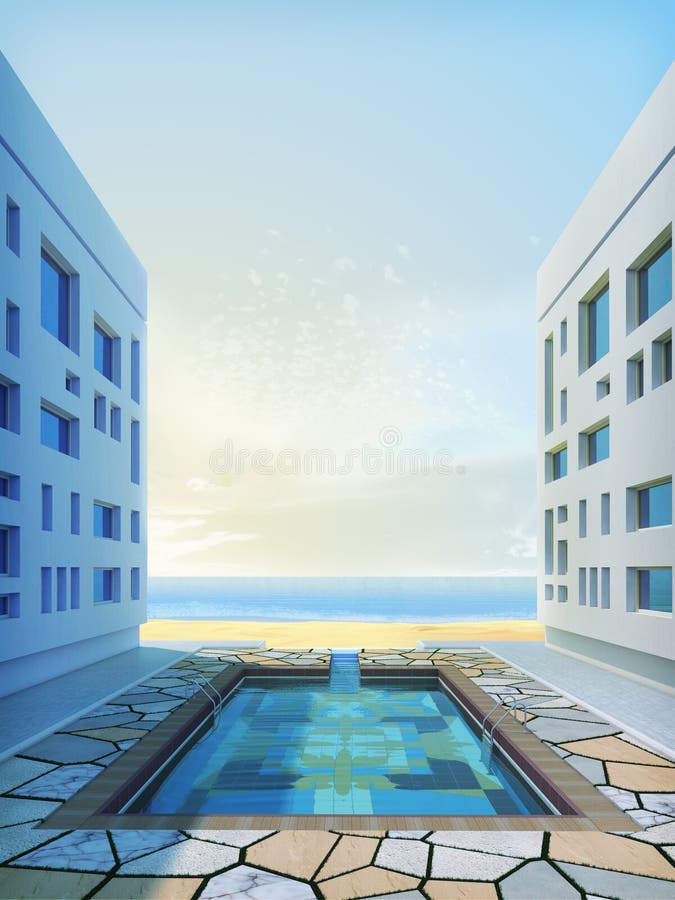The pool by the sea stock illustration. Illustration of freshness ...