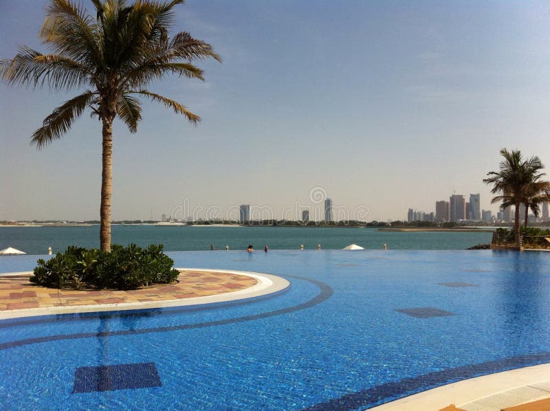 Pool and see view stock image. Image of pool, dubai, hotel - 44426463