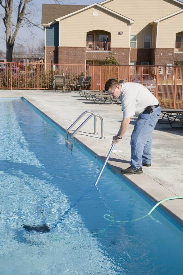 Active Pool Service Technician Stock Photo - Image of clean, cleaner ...