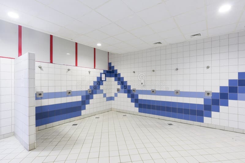 Pool Shower Area: Modern Design in Aquapark Stock Image - Image of ...