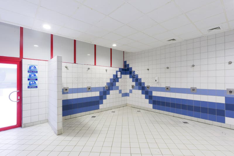 Pool Shower Area: Modern Design in Aquapark Stock Photo - Image of ...