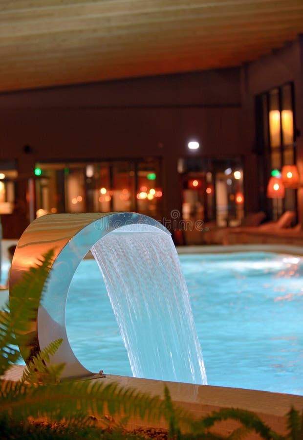 Pool in spa with waterfall stock photo. Image of relaxation - 79413902