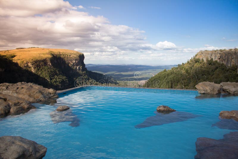Pool with Spectacular View Over Valley Stock Photo - Image of pristine ...