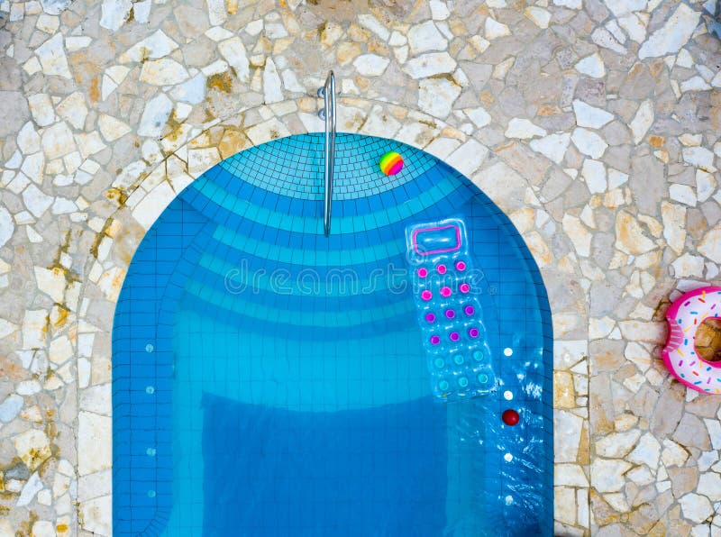 Pool in Summer with Blue Water from Above Stock Photo - Image of pool ...