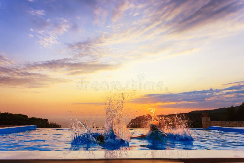 Pool with sunset stock image. Image of nature, motion - 71033861