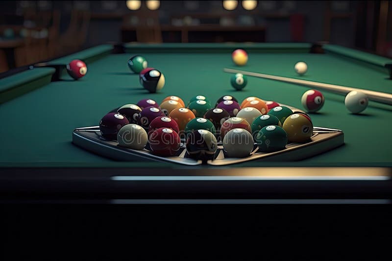A Pool Table Pool Ball Cues it Stock Illustration - Illustration of ...