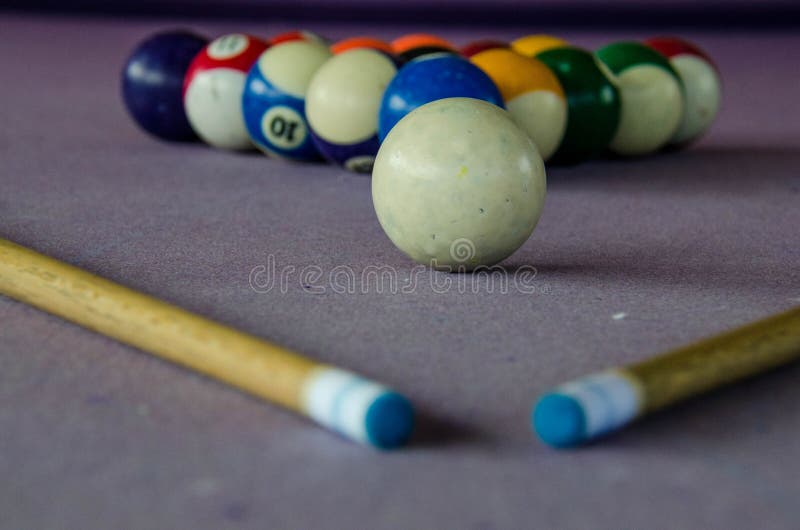 Pool table with balls stock photo. Image of play, round - 148468852