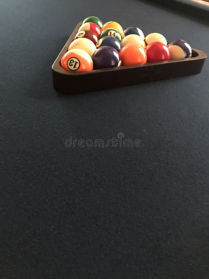 Pool Table Balls on Black Felt Table Stock Image - Image of black ...