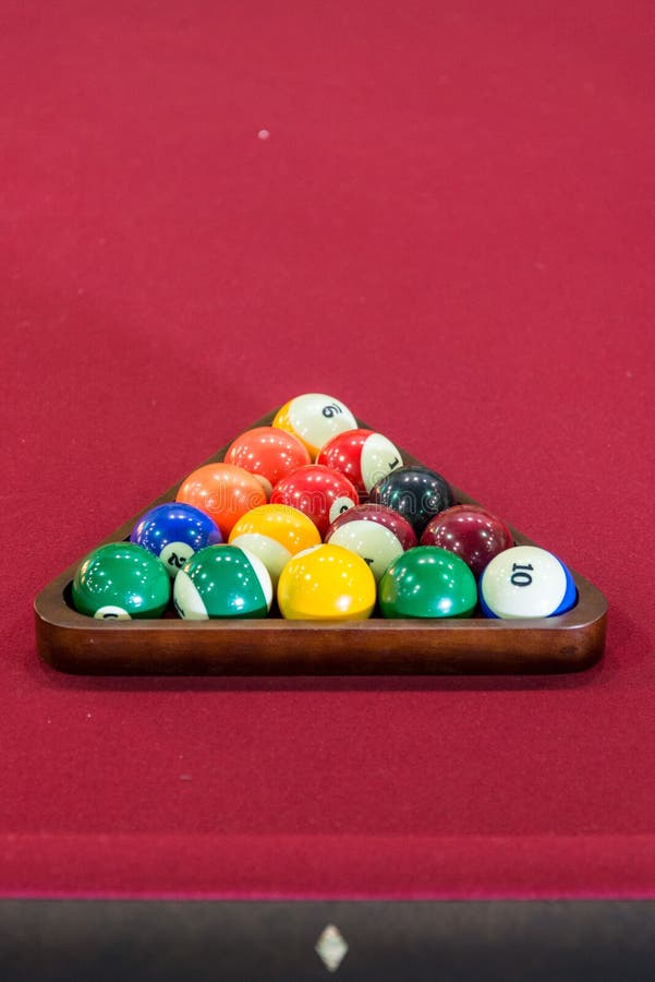 Pool Table / Balls Racked Up on Red Stock Image - Image of goal, game ...