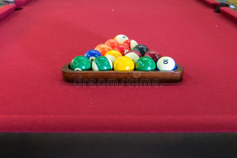 Pool Table / Balls Racked Up on Red Stock Image - Image of play ...