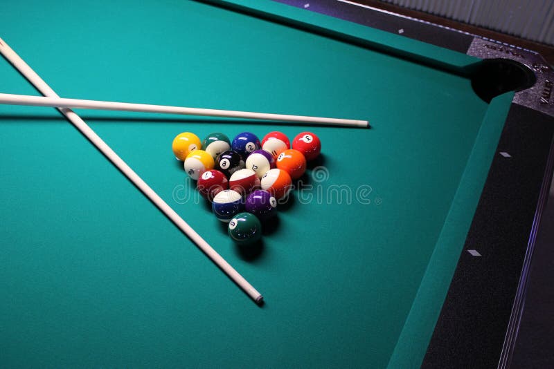 Cue Ball and Stick on Pool Table Stock Photo - Image of details, pool ...