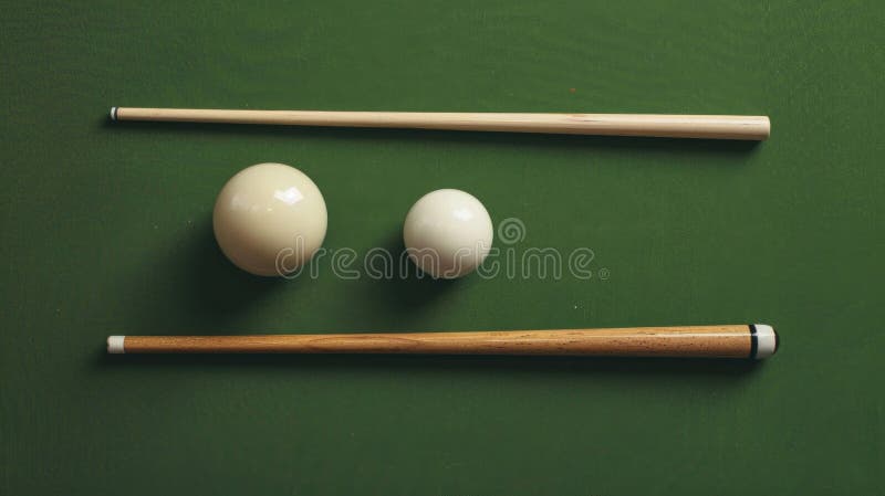 A Pool Table with a Pool Cue, Ball, and Two Eggs. Ideal for Sports or ...