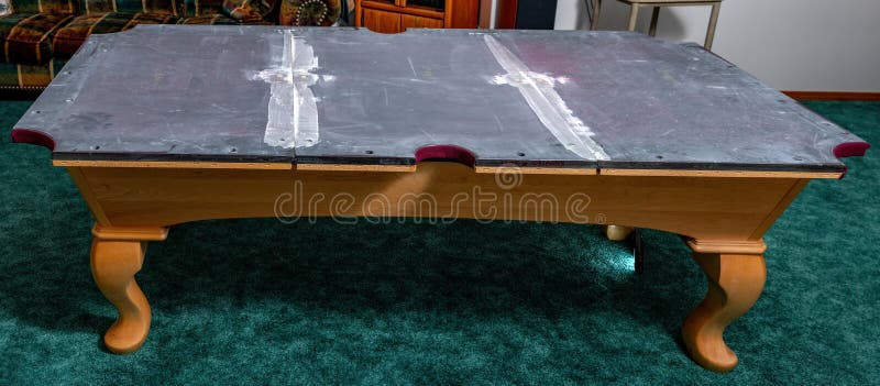 Pool Table with the Felt Removed Exposing the Slate Stock Photo - Image ...