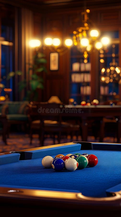 A Pool Table with a Lot of Balls on it Stock Image - Image of couch ...