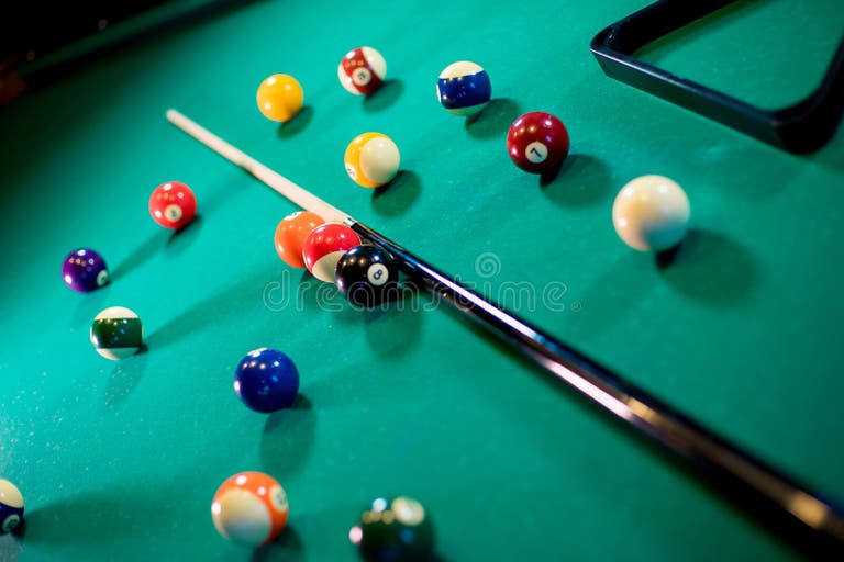 Pool table with props stock image. Image of game, pool - 85958451