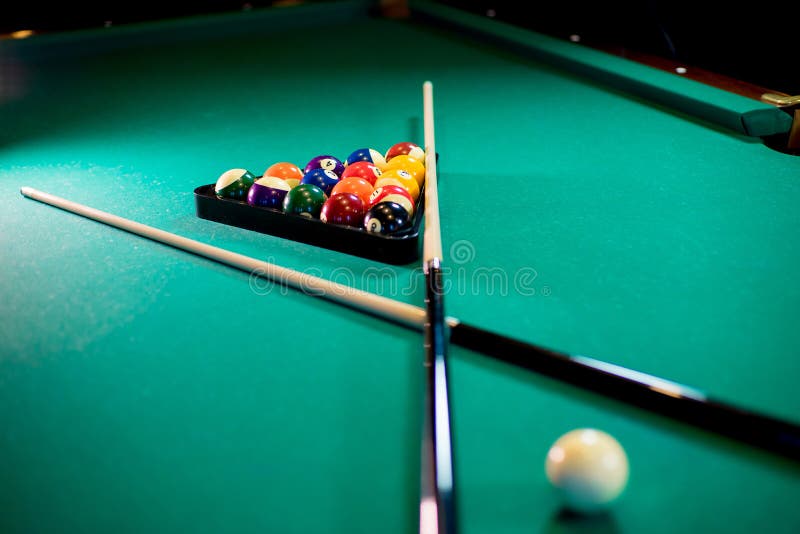 Pool table with props stock image. Image of nightclub - 85958569