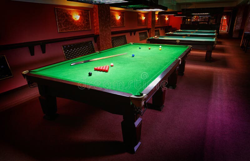 Pool Table, Set Up for Game Stock Image - Image of billiard, green ...