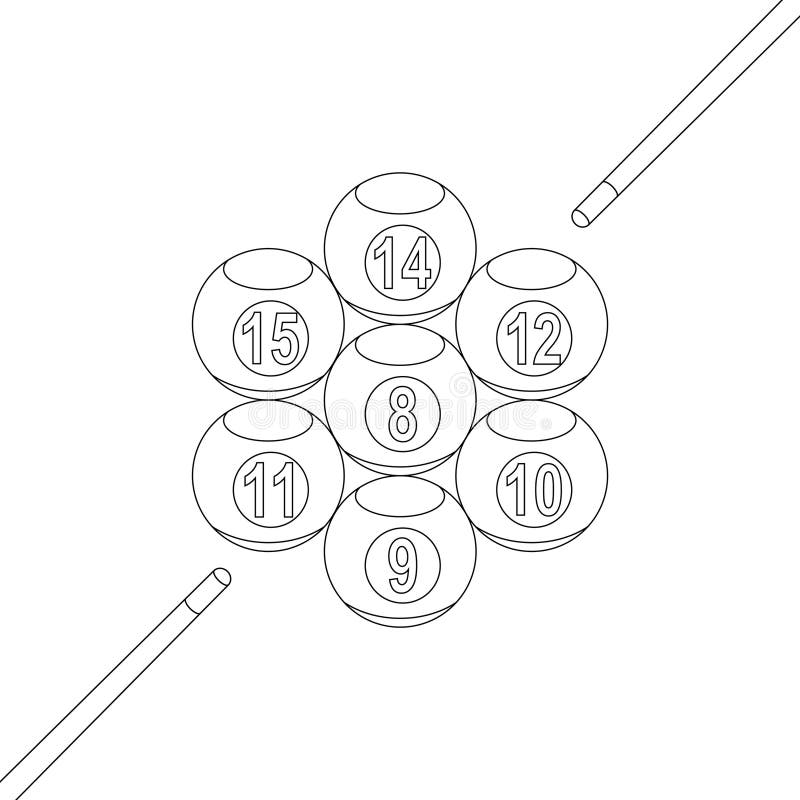 Pool Table Setup Vector Line Art Illustration Stock Illustration ...