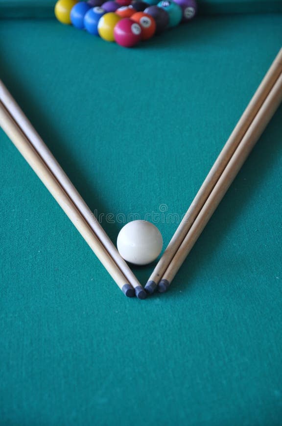 Pool Table, Sticks and Balls Stock Image - Image of wooden, green: 26456249