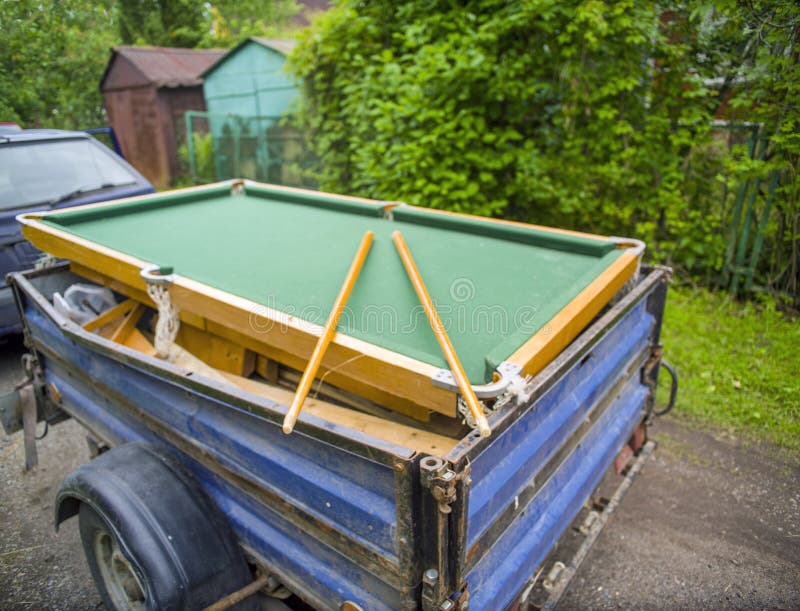 Pool table on a trailer stock image. Image of pool, moving - 389784301