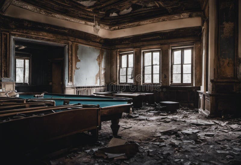Pool Tables are Left in the Rubble of an Abandoned Building Stock ...