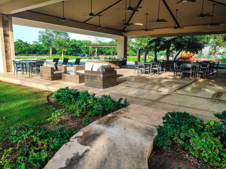 Pool and Terrace Inside a Private Residential Stock Photo - Image of ...
