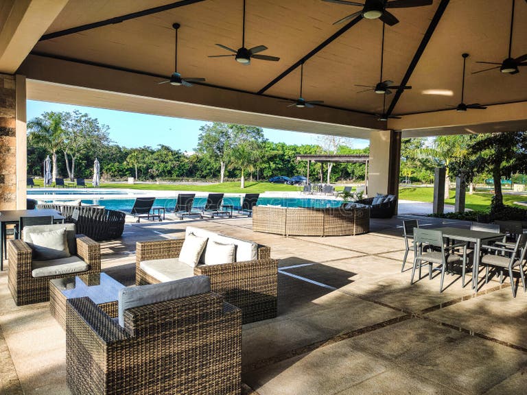 Pool and Terrace Inside a Private Residential Stock Photo - Image of ...