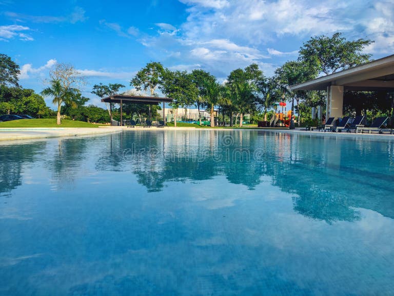 Pool and Terrace Inside a Private Residential Stock Photo - Image of ...